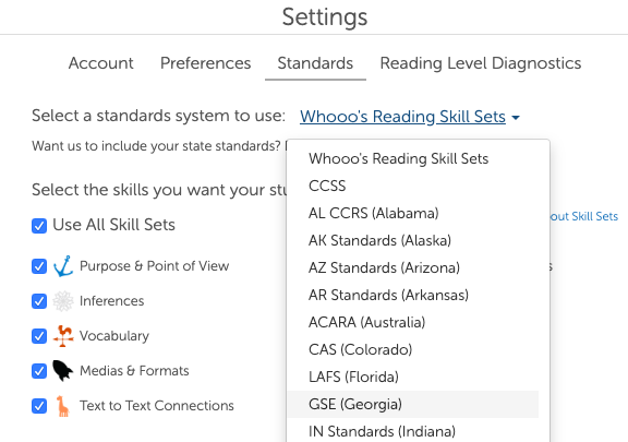 State Standards and Skill Sets – Whooo's Reading Help Center