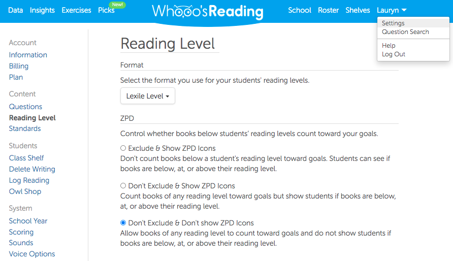 Zone of Proximal Development (ZPD) Settings – Whooo's Reading Help Center